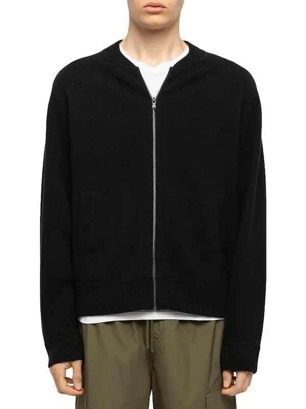 Zadig&Voltaire Gweno Wool & Cashmere Zip Bomber Sweater - Black