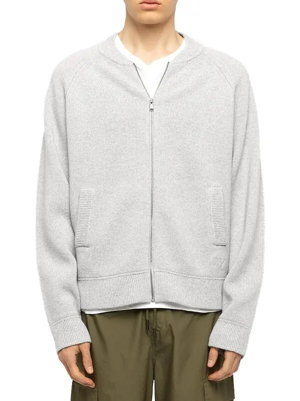 Zadig&Voltaire Gweno Wool & Cashmere Zip Bomber Sweater - Gris Chine