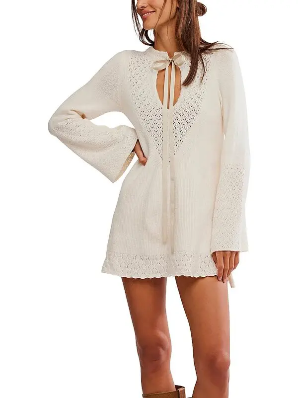 Free People Bali Old Flame Sweater Dress - Ivory