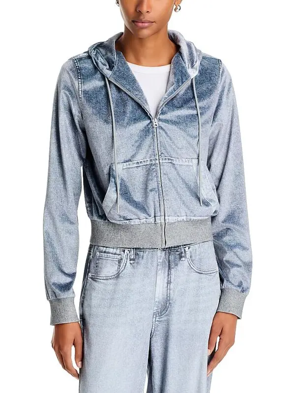 Rag & Bone Rb Miramar Velvet Zip Hoodie - Wingate