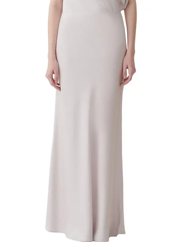 Fabiana Filippi High-waisted Satin Midi Pencil Skirt - Grey