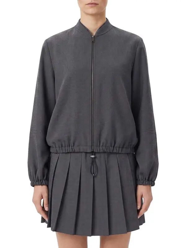 Fabiana Filippi Wool-blend Bomber Jacket With Zip Closure And Elasticated Trims - Blue