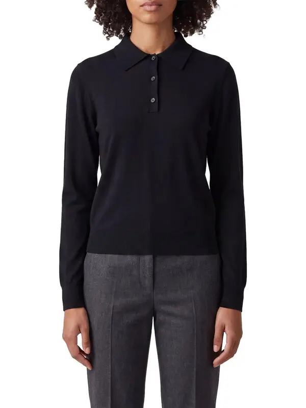 Loulou De Saison Long-sleeve Three-button Polo Jumper In Pure Cashmere - Black