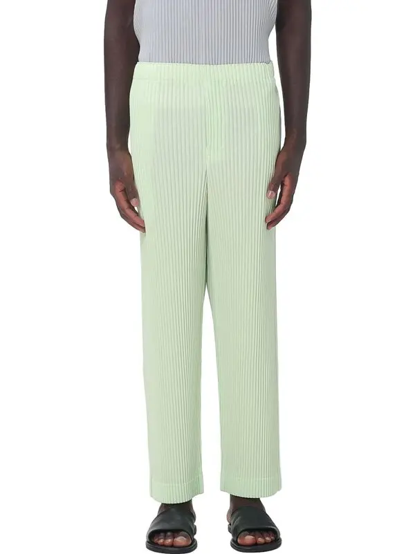 Issey Miyake Homme Plissé Slim Fit Pleated Trousers With Elasticated Waist - Green