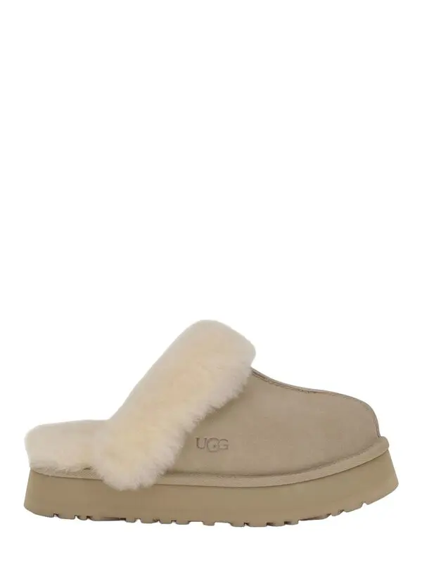 UGG Disquette Suede Mules With Shearling Lining - Earth
