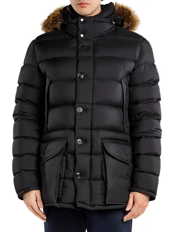 Moncler Clunye Hooded Stand Collar Down Parka - Black