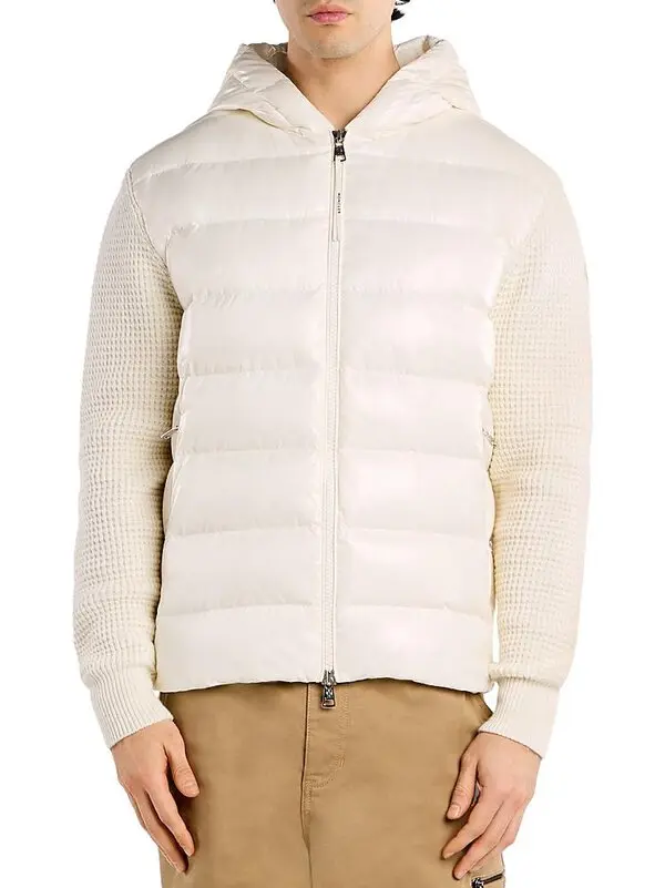 Moncler Wool & Cashmere Hooded Panel Puffer Jacket - Ivory
