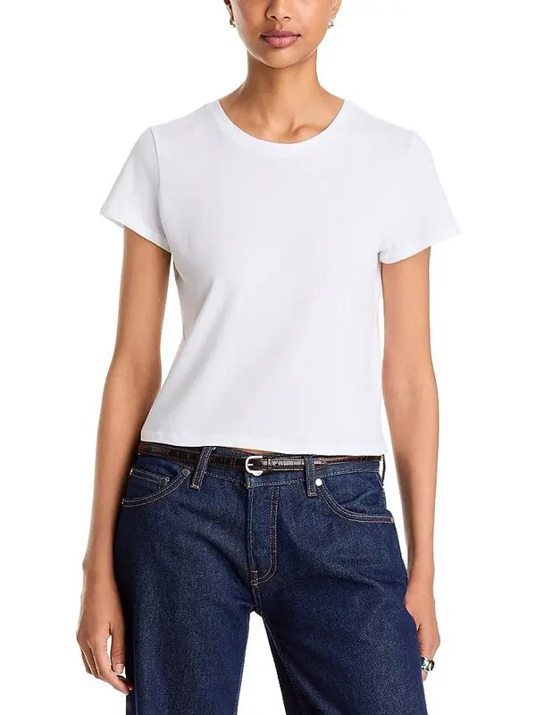 Majestic Filatures Deluxe Cotton Crop Short Sleeve Crewneck Tee - Blanc