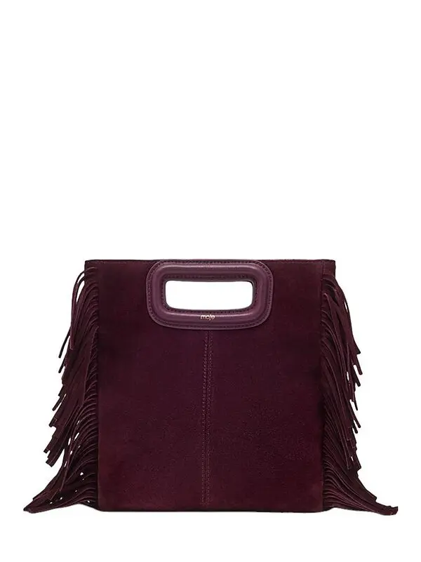 Maje M Fringed Suede Crossbody Bag - Eggplant