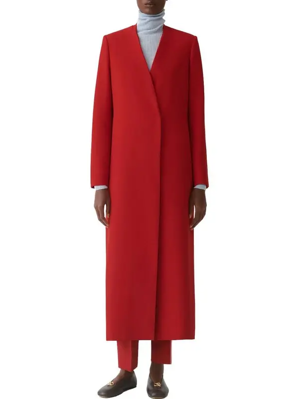 Fabiana Filippi Single-breasted Long Coat In Viscose Blend With Concealed Closure - Red