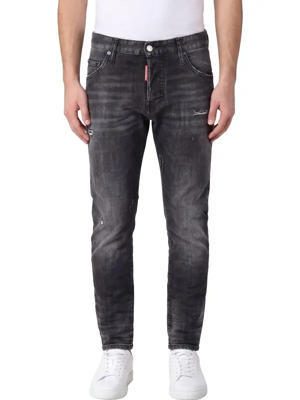 Dsquared2 Skinny Fit Stretch Denim Jeans With Distressed Effect - Black