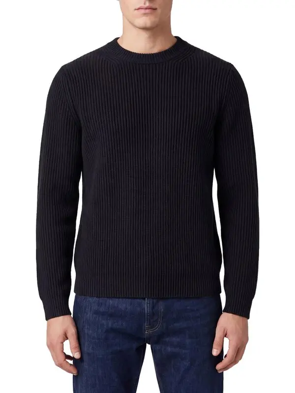 ZANONE Ribbed Virgin Wool Crewneck Jumper - Navy