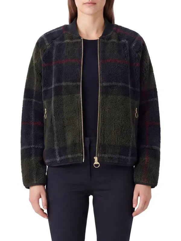Barbour Tartan Pattern Fleece Zip-up Jacket - Green