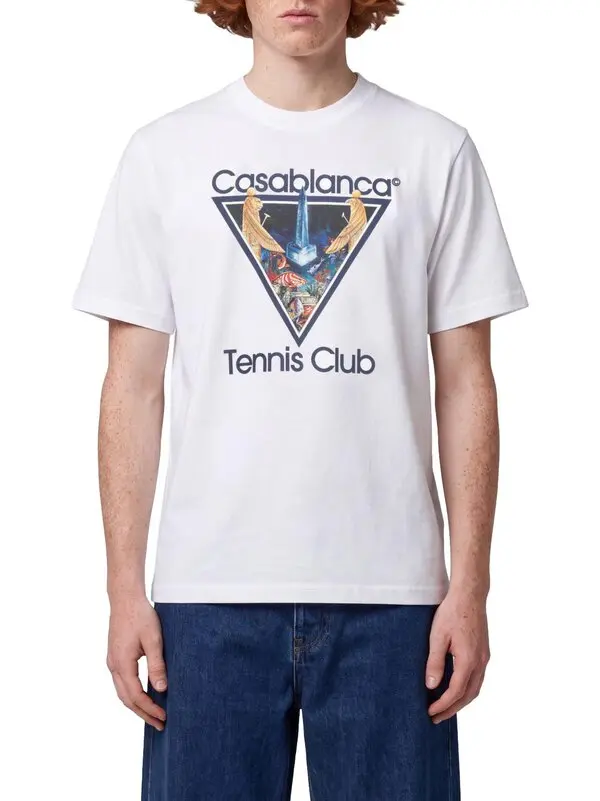 Casablanca Graphic Print Organic Cotton Crewneck T-shirt - White
