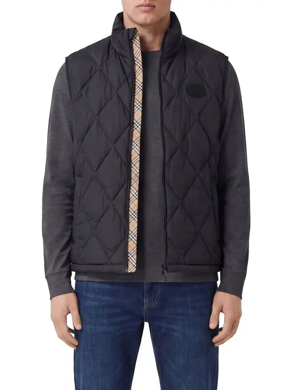 Burberry Ekd Logo Quilted Nylon Gilet - Black