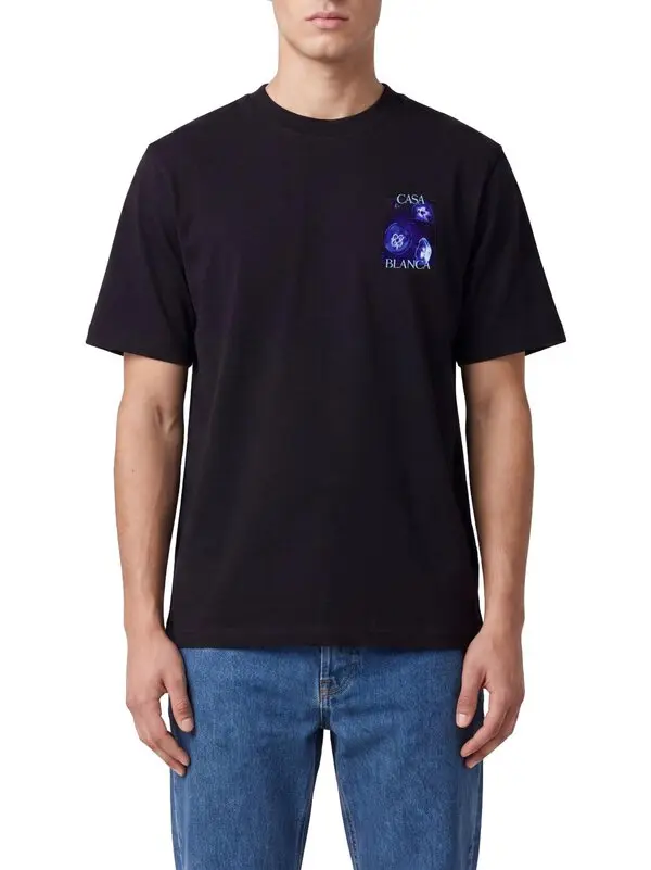 Casablanca Graphic Print Organic Cotton Crew-neck T-shirt - Black 2