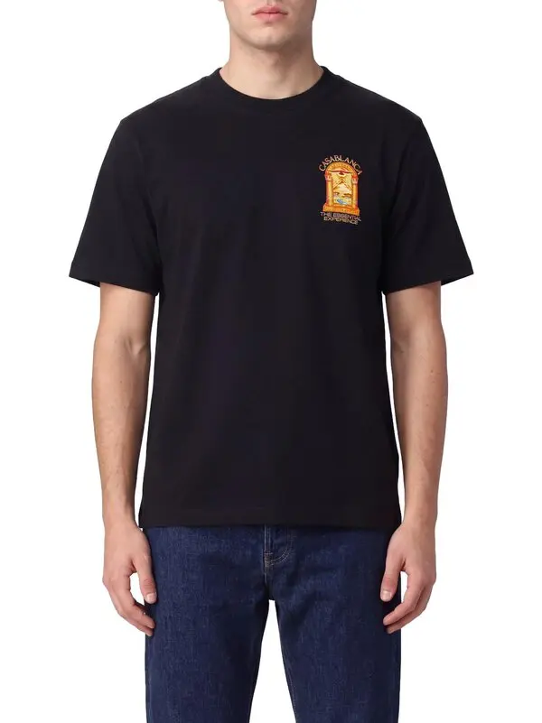 Casablanca Graphic Print Organic Cotton Crew-neck T-shirt - Black