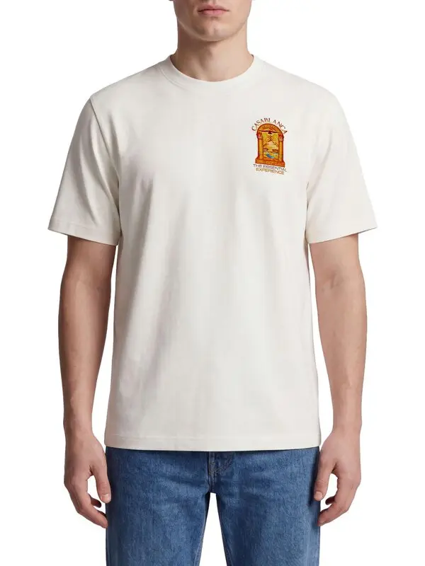 Casablanca Graphic Print Organic Cotton Crew-neck T-shirt - White