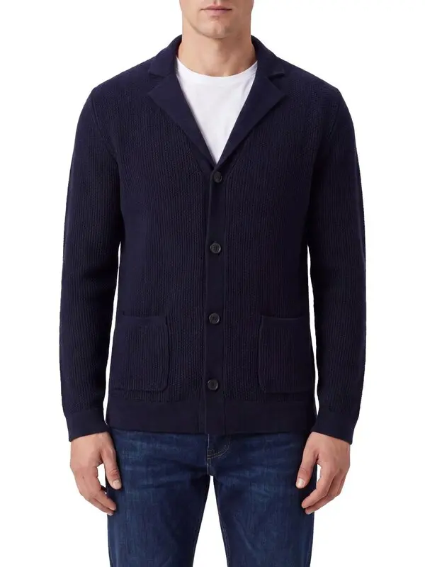 BALLANTYNE Pure Wool Blazer Cardigan With Lapels And Patch Pockets - Blue
