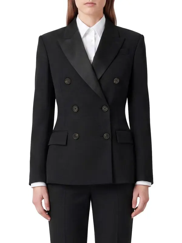 Brunello Cucinelli Double-breasted Virgin Wool Blazer With Peaked Lapels - Black