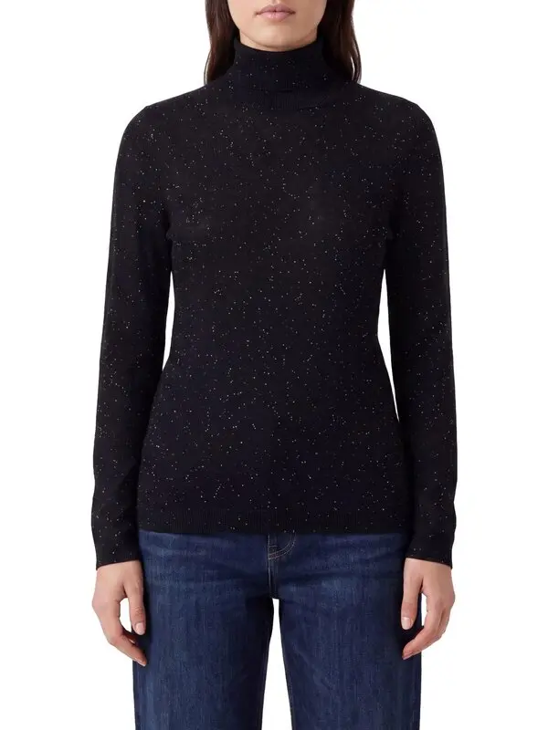 Fabiana Filippi Sequin-embroidered Slim Fit Wool Turtleneck Jumper - Black