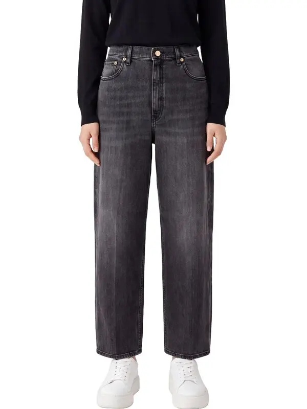 Fabiana Filippi High-waisted Wide-leg Cotton Denim Jeans - Grey