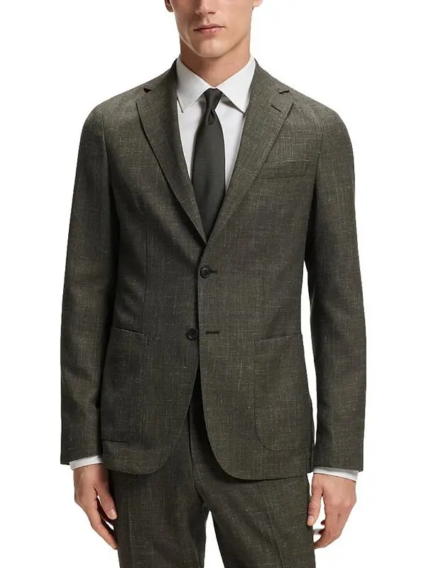 BOSS C-hanry Wool & Linen Melange Unstructured Slim Fit Suit Jacket - Open Green