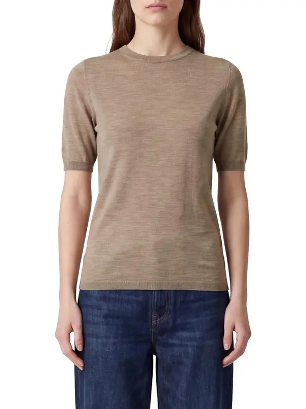 Fabiana Filippi Cashmere And Silk Short-sleeved Crew Neck Jumper - Dove Grey