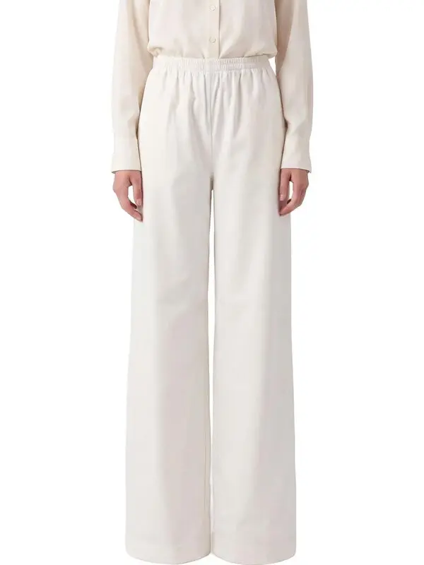 Fabiana Filippi Wool Blend Palazzo Trousers With Elastic Waist And Jewel Detail - Beige