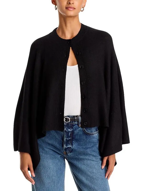 Aqua Cape Sleeve Crewneck Cardigan Exclusive - Black