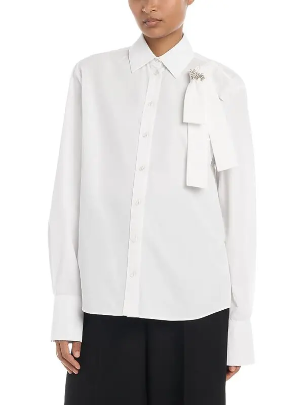 Erdem Cotton Poplin Long Sleeve Shirt - White