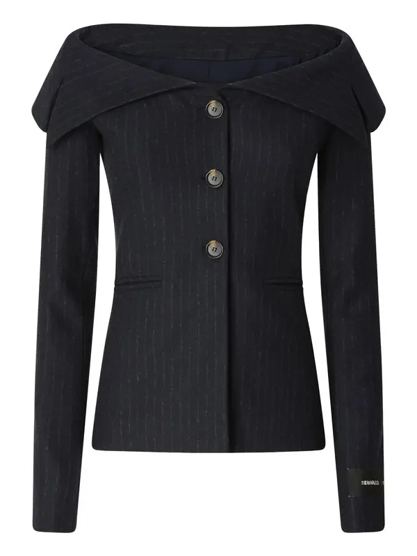 Pinko Wool-blend Stretch Jacket - Navy