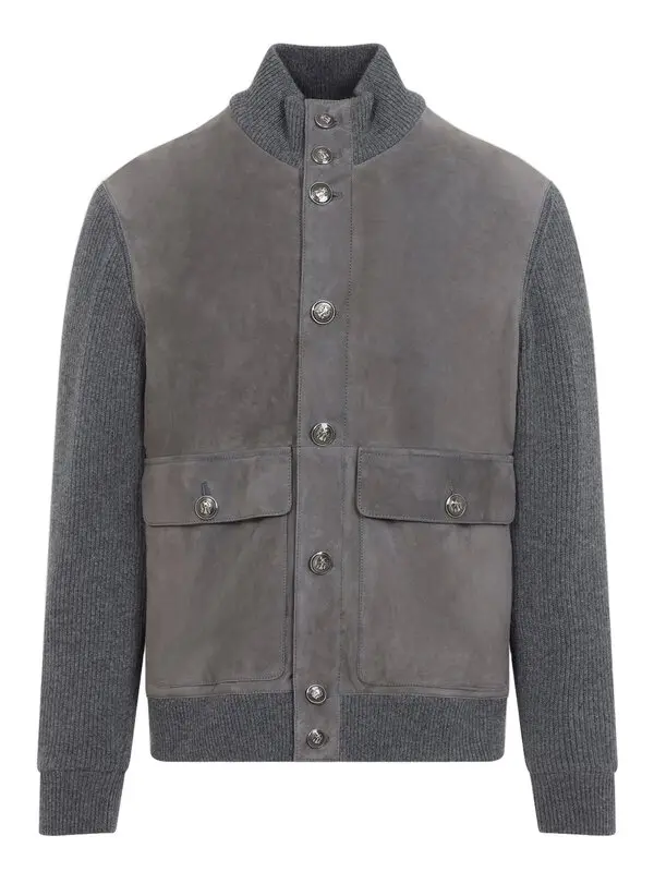 Brunello Cucinelli Padded Leather Jacket - Grey
