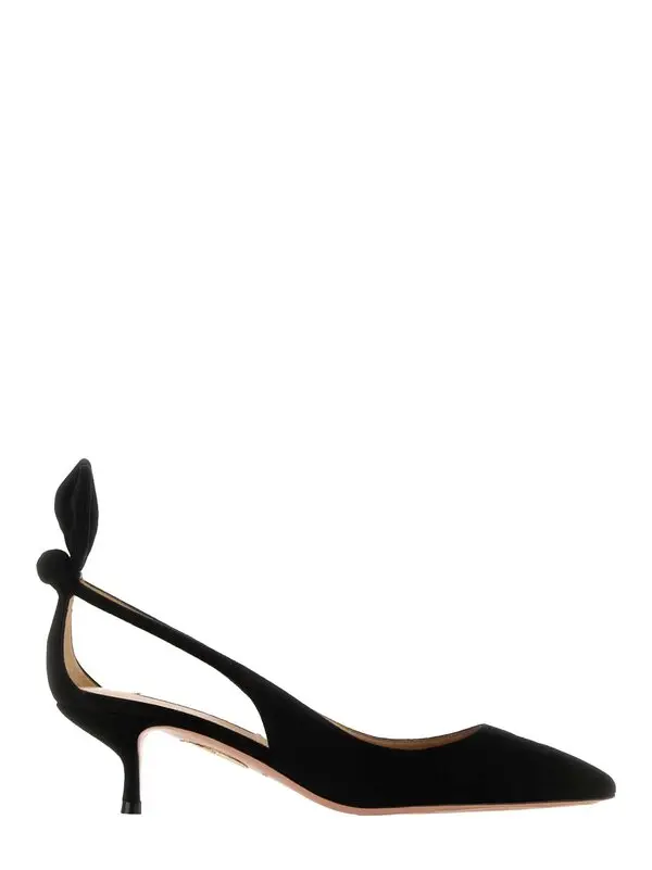 AQUAZZURA Bow Tie Suede Pumps With 5 Cm Heel - Black