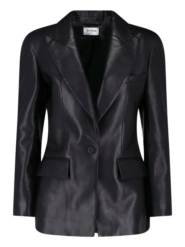 Balmain Leather Blazer Jacket - Black