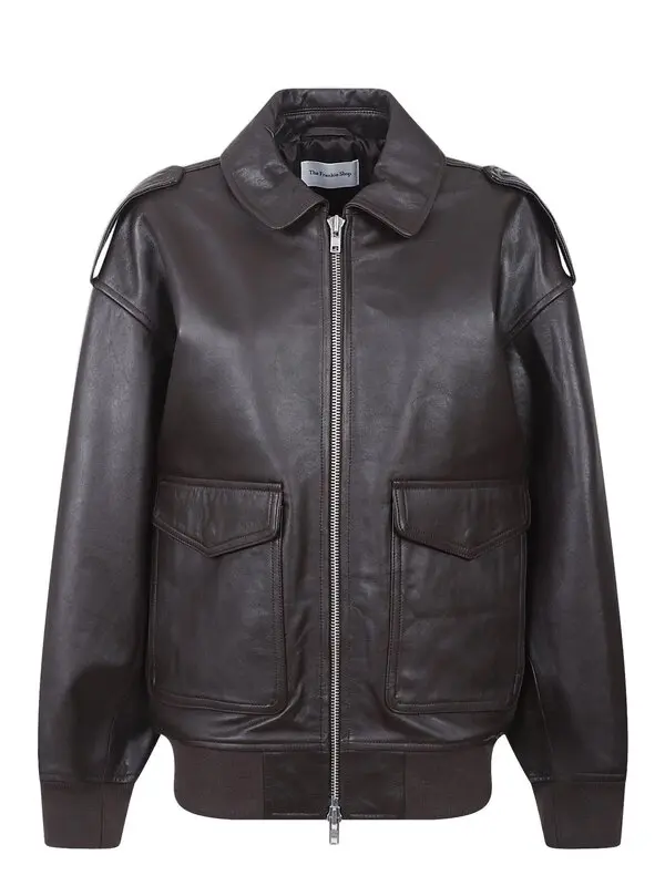 THE FRANKIE SHOP The Stamped Leather Jacket - Brown
