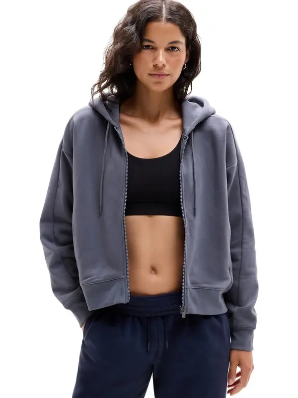 Athleta Forever Fleece Classic Full Zip Sweatshirt - Slate