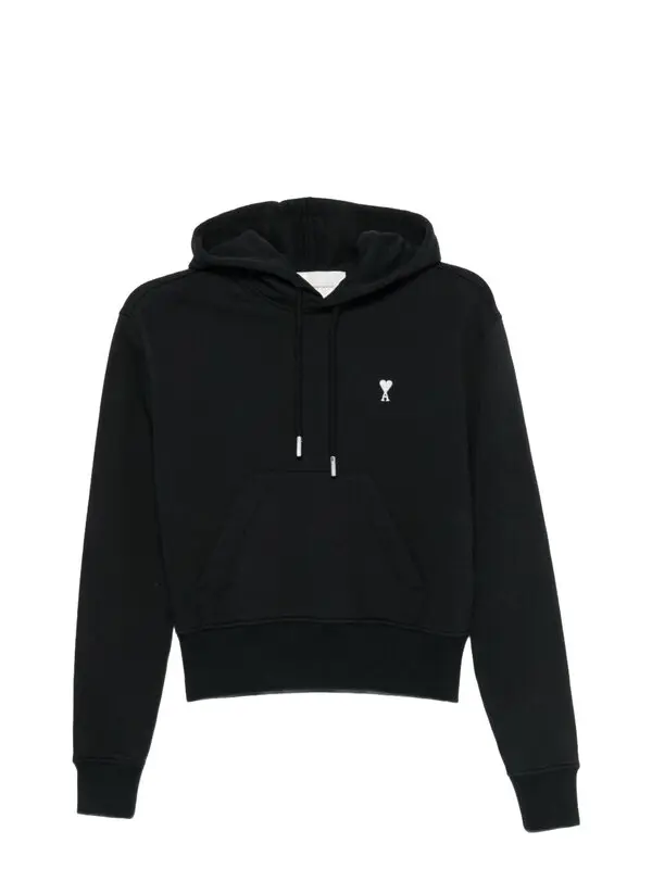 AMI Paris De Coeur Cotton Hoodie - Black