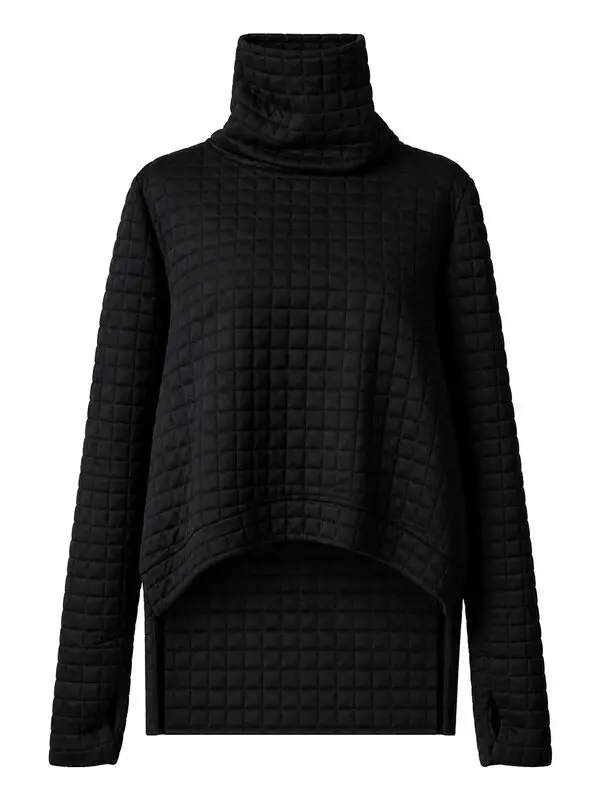 YOGI8APPAREL The Grid Funnel Neck Top - Black