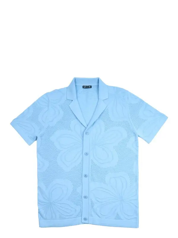 EIGHT X Lily Jacquard Knit Short Sleeve Shirt Light - Blue