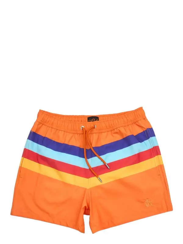 EIGHT X Malibu Stripe Swim Trunks - Orange
