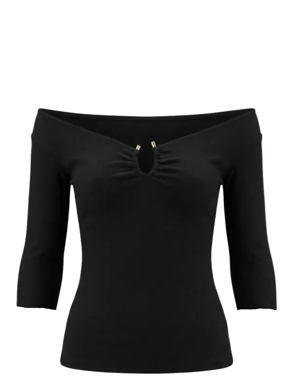 MARIANNE BY MARIE JORDANE Poppy Organic Cotton Off-shoulder Top - Black