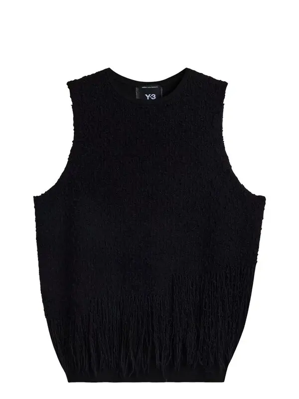 Adidas X Y-3 Knitted 3-stripes Fringy Vest Asia Sizing 'black Light Solid Grey - Black/light Solid Grey