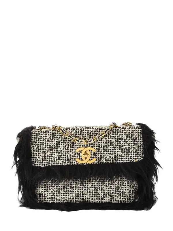 Chanel Tweed Flap Bag - White