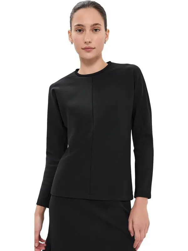 Tibi Luxe Crepe Knit Dolman Top - Black