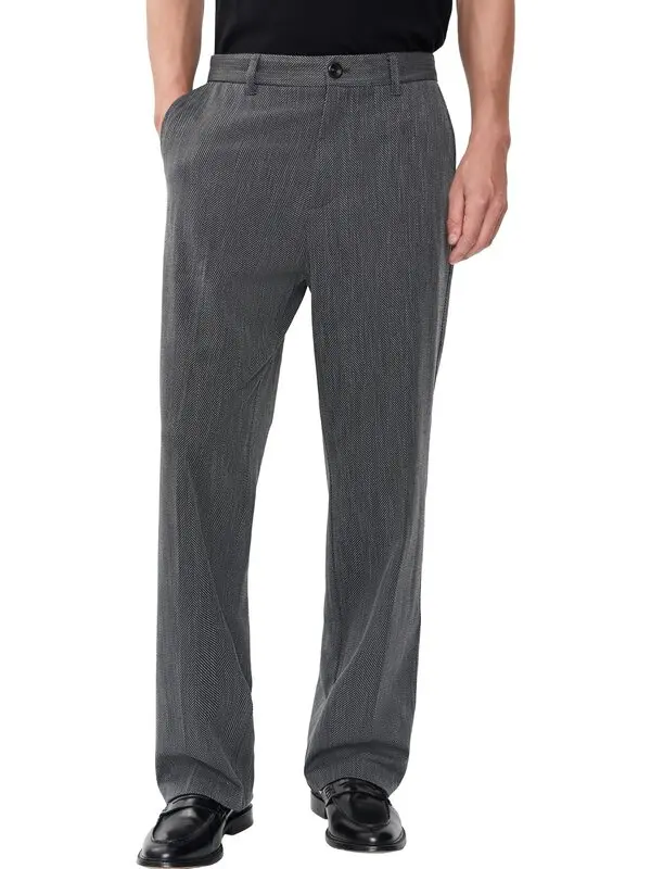 LES DEUX Herringbone Tailored Pants - Black
