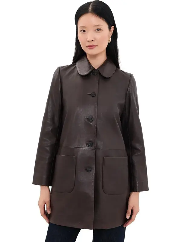 Ba&sh Madie Leather Coat - Marron
