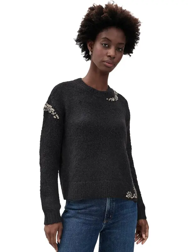 Cinq À Sept Crystal Lace Lilliana Pullover - Black