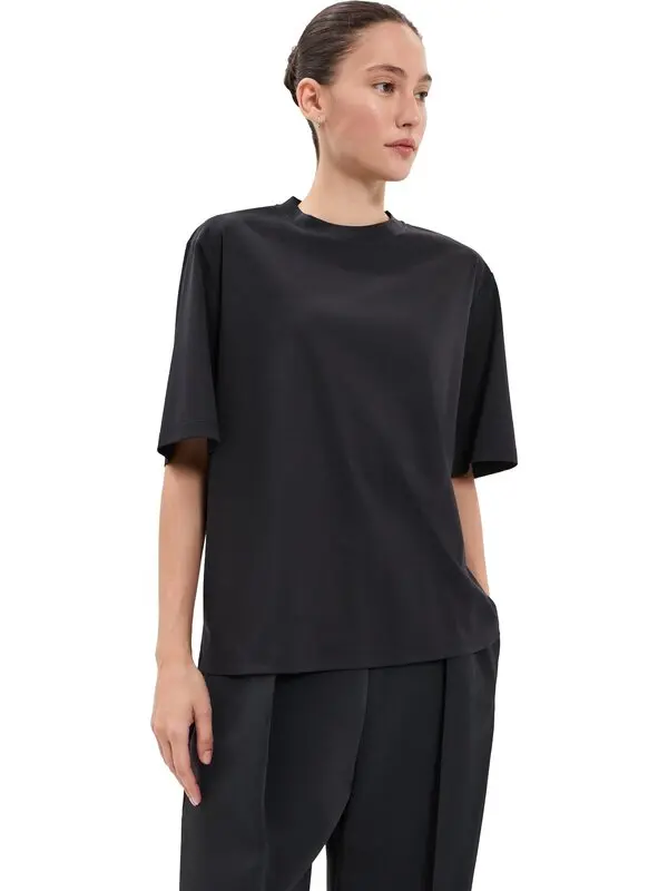 RÓHE Oversized Cotton Silk T-shirt - Black