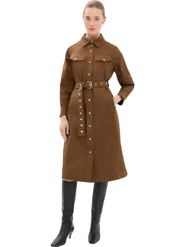 3.1 Phillip Lim Belted Utility Midi Shirt Dress - Cacao